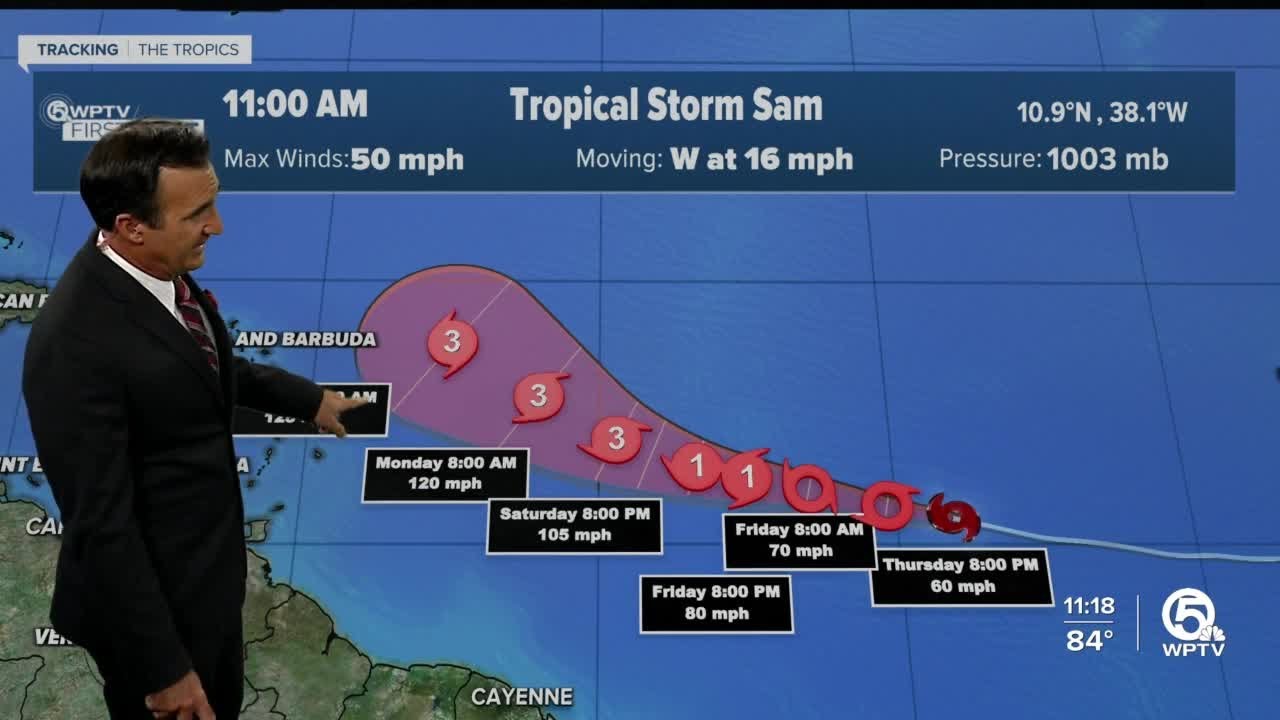 Tropical Storm Sam forms with 50 mph winds - YouTube