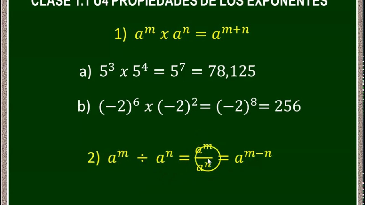Propiedades de los exponentes - YouTube