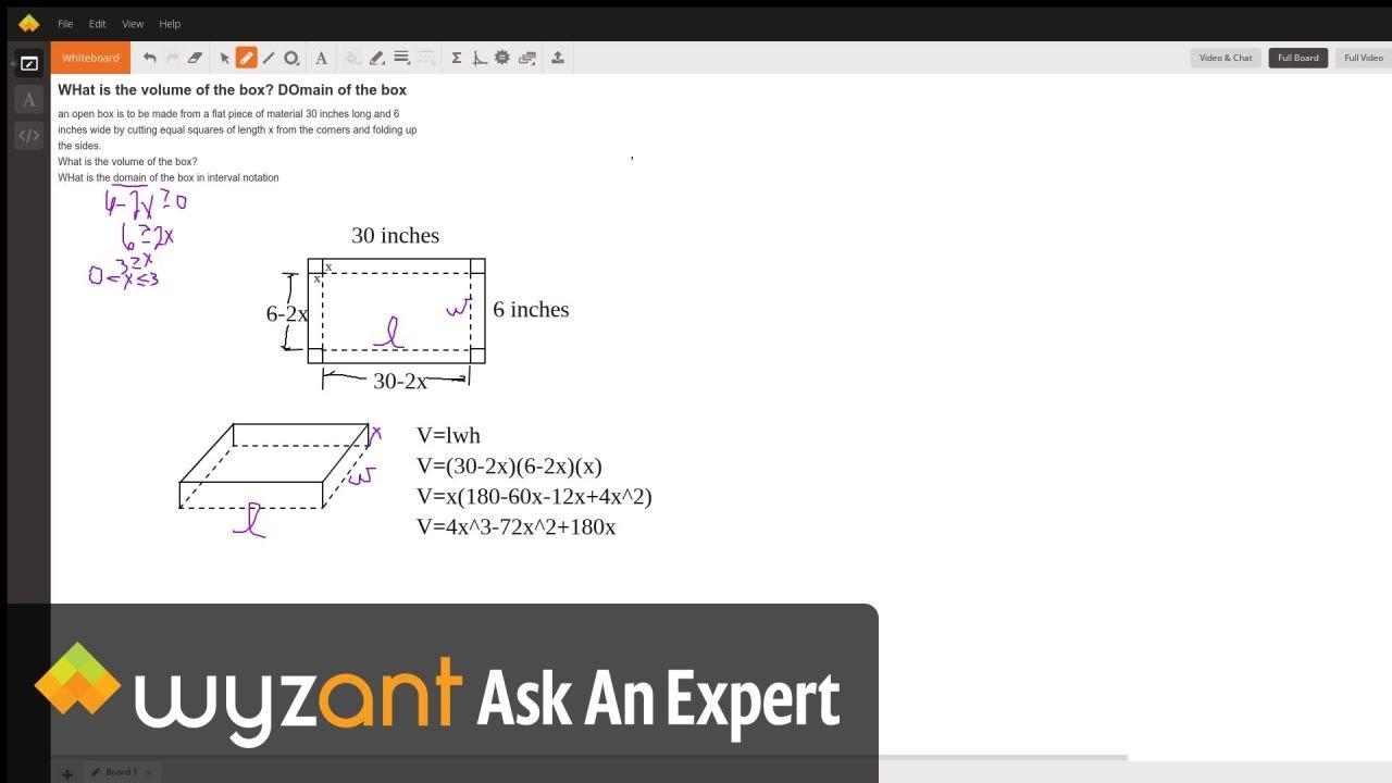 Volume Of Open Top Box Starting With Flat Piece Of Cardboard YouTube