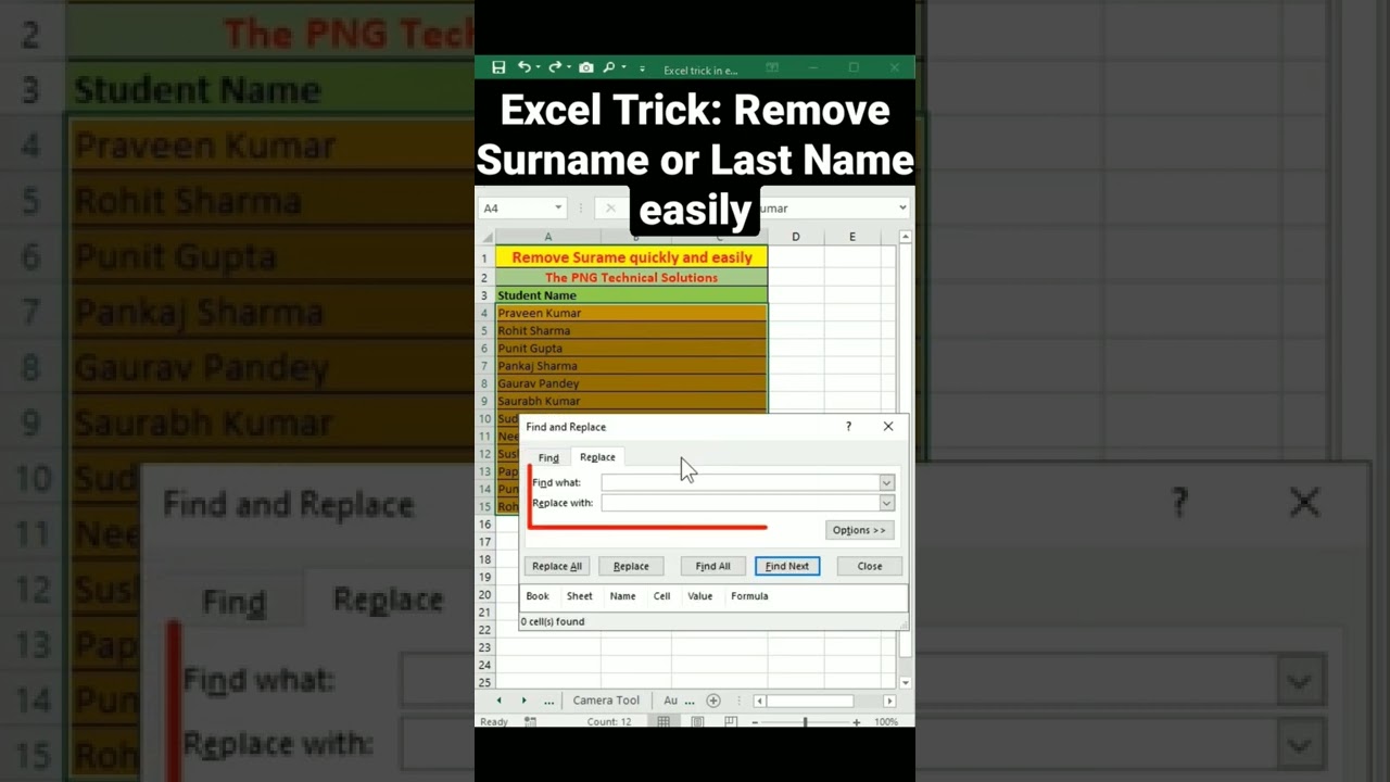 Excel Trick Remove Surname Or Last Name Easily Youtube