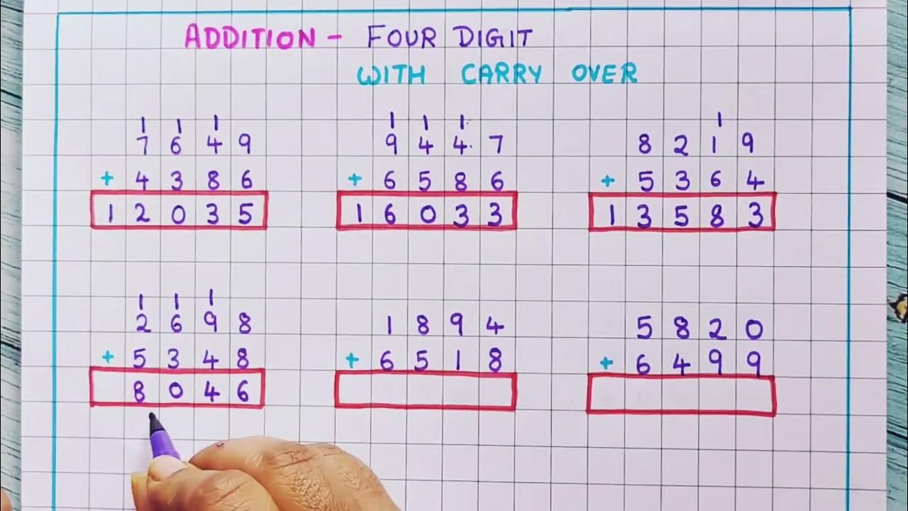 Addition || Addition With Carry Over || Four Digit Addition|| Easy ...