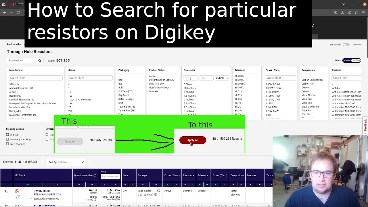Searching Resistors on Digikey - YouTube