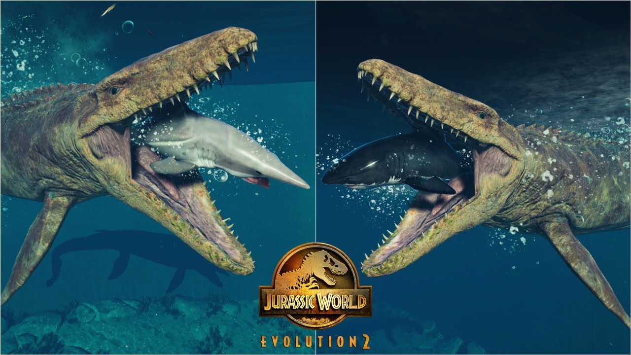 Mosasaurus Vs Titanoboa Vs Sharks Jurassic World Evolution 2 Youtube