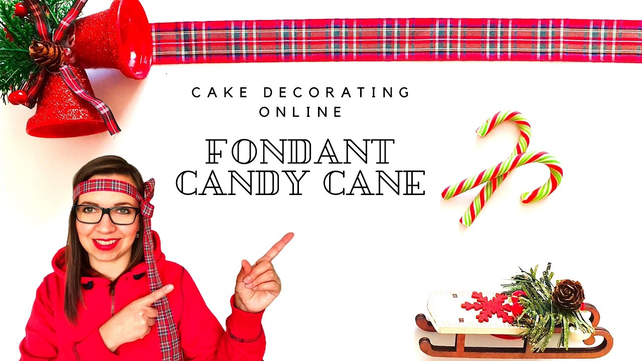 candy cane cake topper/ fondant candy cane - YouTube