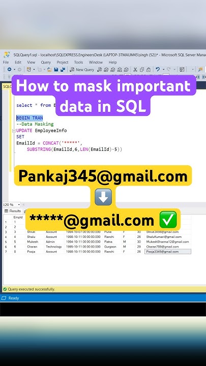 How to mask important data in SQL #shorts #coding #sql #sqlqueries #programming - YouTube