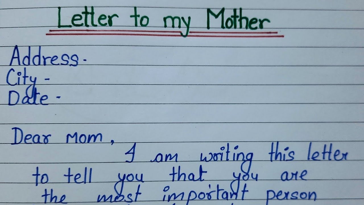 Mother's Day | Letter to mother |Informal letter | Thank you letter to ...
