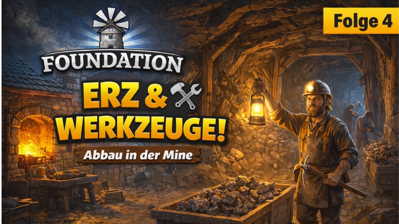 Foundation 🏰 ERSTES ERZ & WERKZEUGE ⛏️⚒️ – Abbau in der Mine Folge 4 ...