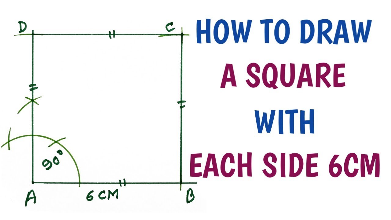 HOW TO DRAW A SQUARE WITH EACH SIDE 6CM // Easy way - YouTube