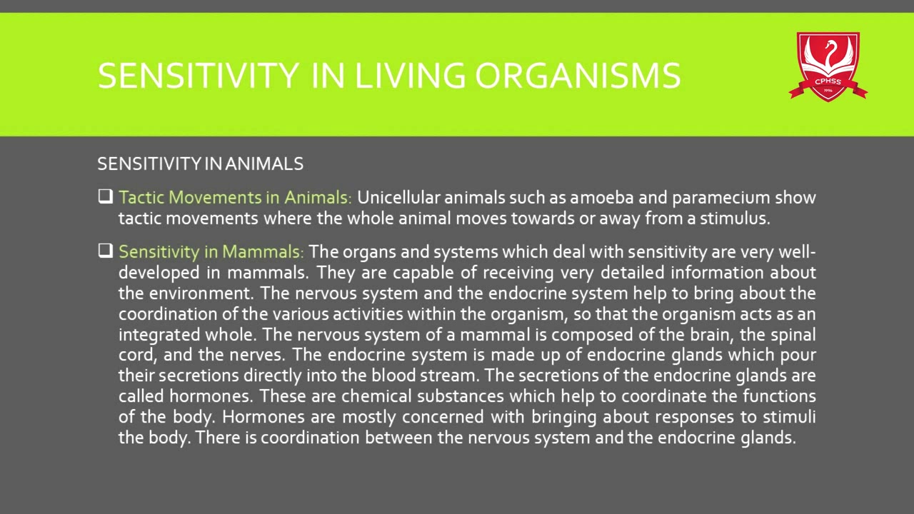 Sensitivity In Living Organisms - Unit 2 - Class VIII - Part 3 - YouTube