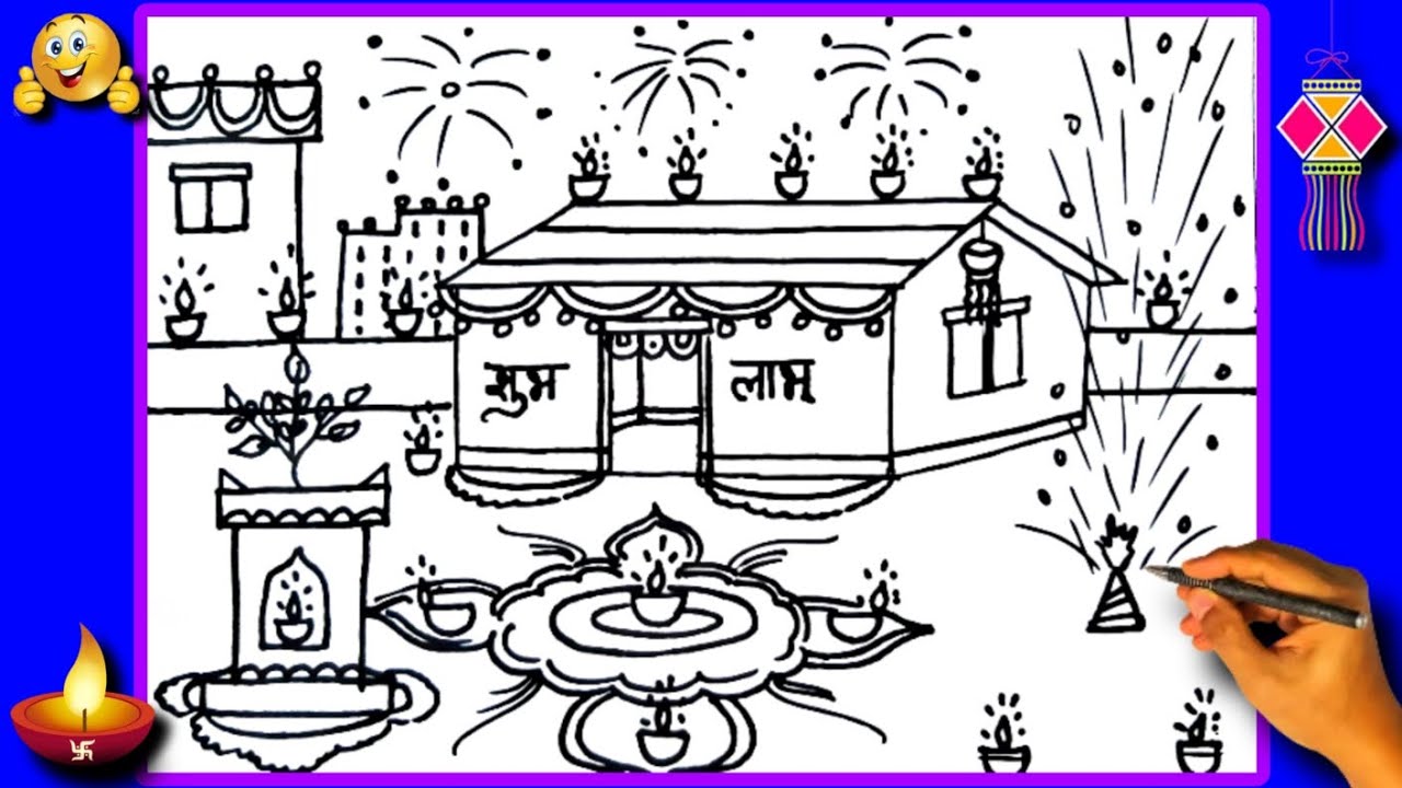 my favourite festival diwali drawing easy / drawing drawing hard and ...
