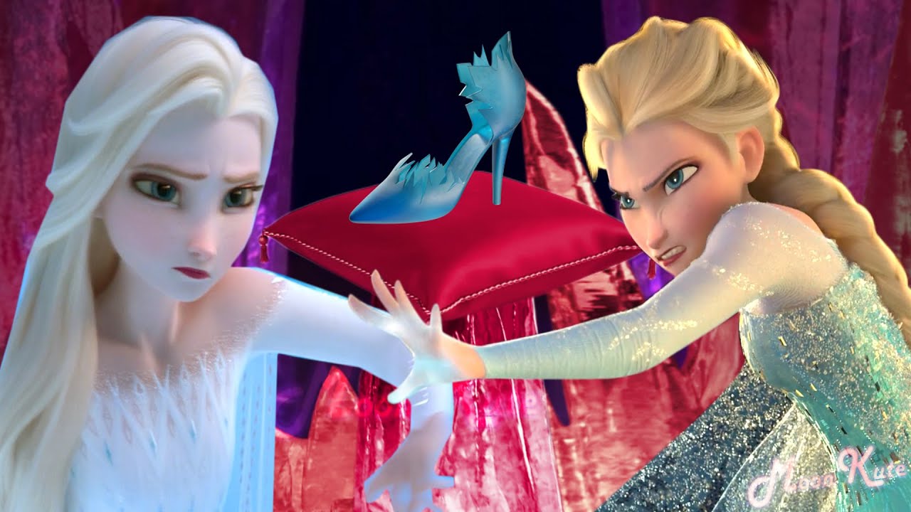 Two Elsa FIGHTING - for the slipper ? - YouTube