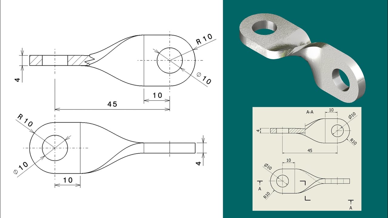 Tutorial Inventor - 181 TWISTED BRACKET - Smooth curved - YouTube