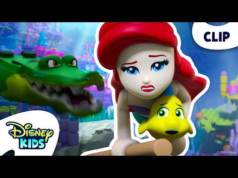 Ariel Saves Flounder from an Alligator! 🐠😱 | LEGO Disney Princess | @disneykids