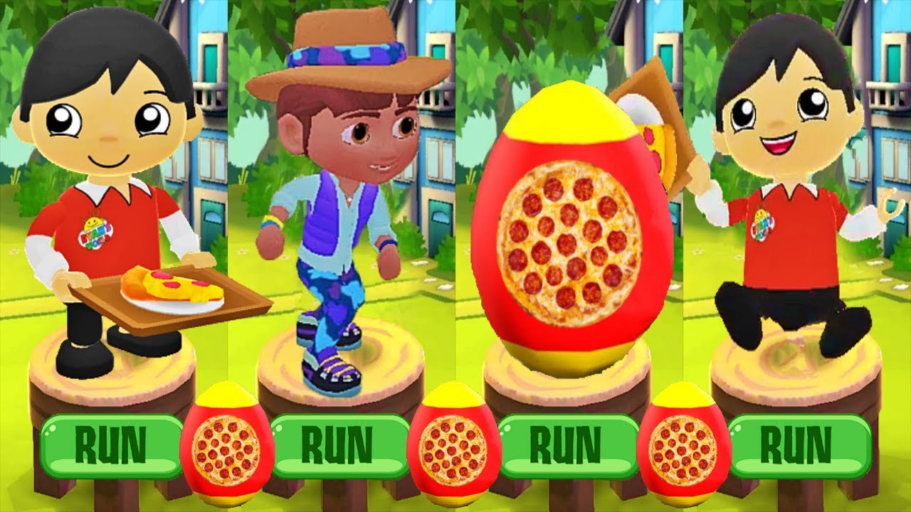 Tag with Ryan Pizza Mystery Egg Surprise Ridley Jones vs Lunchtime Ryan ...