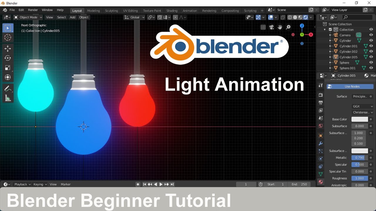 How to make Multicolored Bulb Animation in Blender || 3d bulb making ...