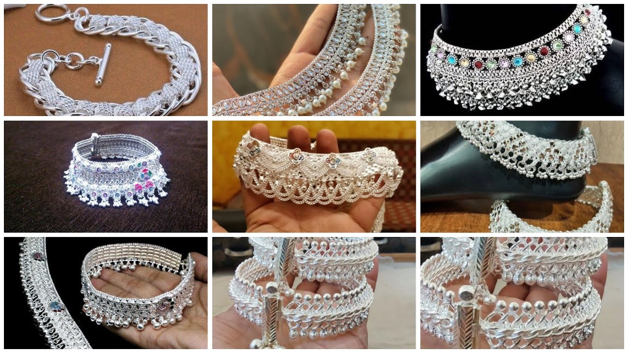 Latest Heavy Silver Anklet Designs 2022 With Price // Rajwadi Pattern ...