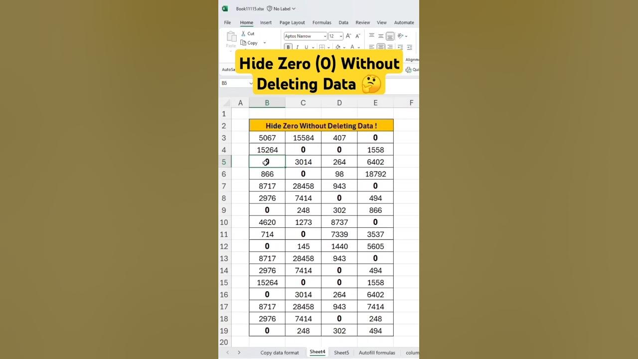 Hide zero without deleting data #excel #spreadsheetmagic #spreadsheetformula #dataextractor # ...