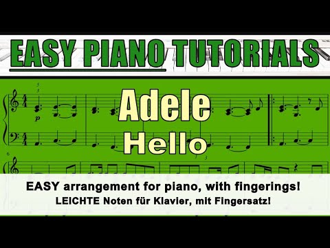 ADELE - Hello - EASY tutorial for piano / fingerings - YouTube Music