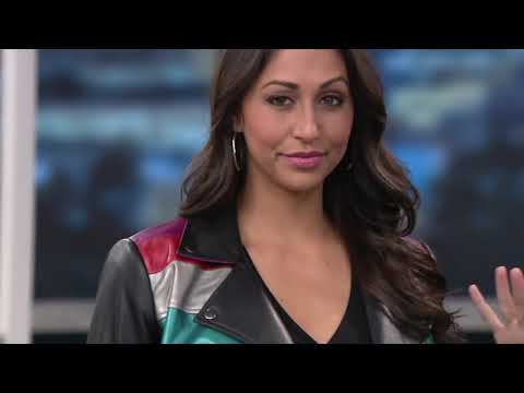G.I.L.I. Novelty Faux Leather Striped Jacket on QVC