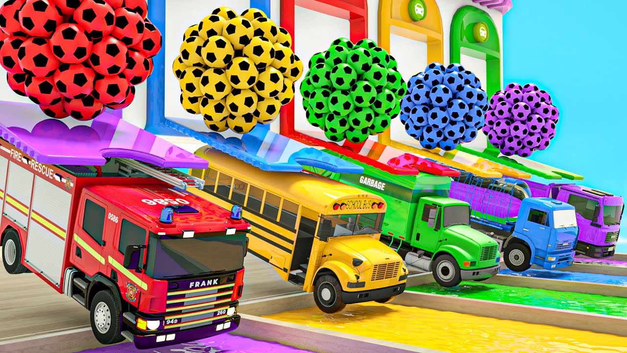 Rain Rain Go Away + Wheels On the Bus-Soccer balls and yellow bus ...