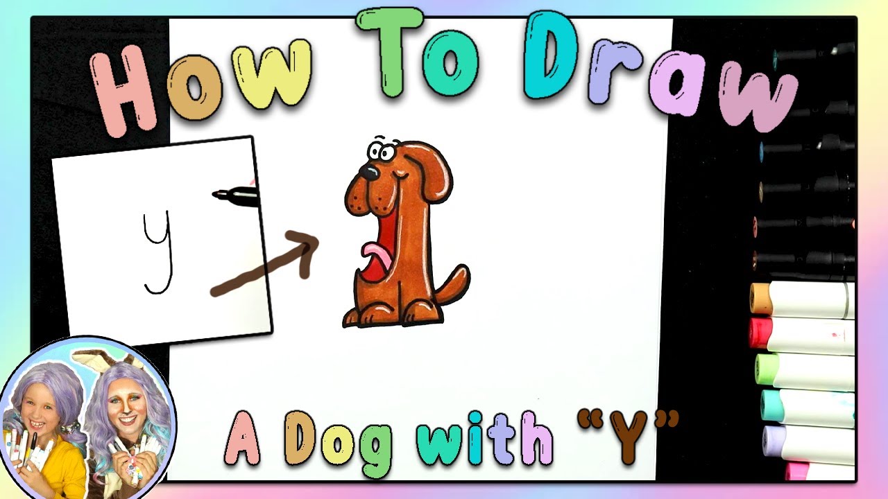 Drawing A Dog From The Letter Y 🐶 How To Draw A Dog Drawing | Easy Dog ...