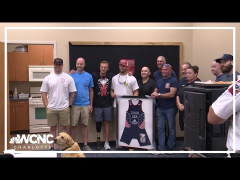 Paralympian visits crew who saved his life - YouTube