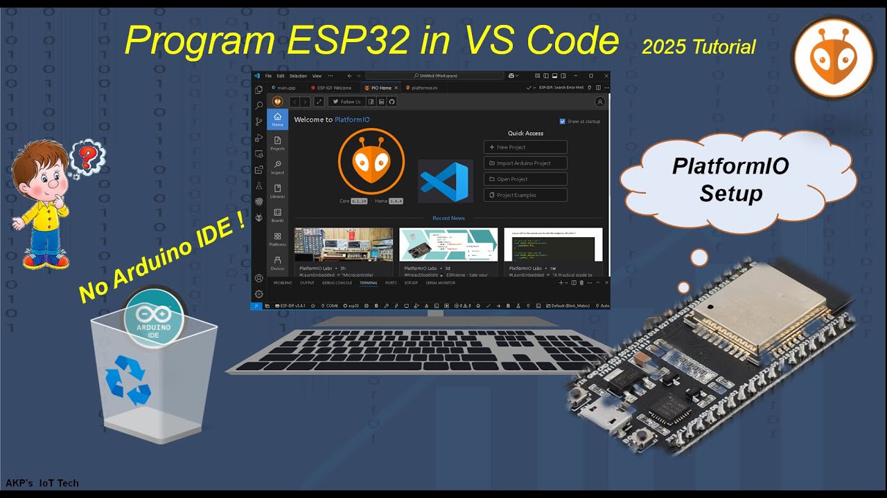 A New Method to Setup ESP32 in VS Code in 2025 - Try PlatformIO - YouTube