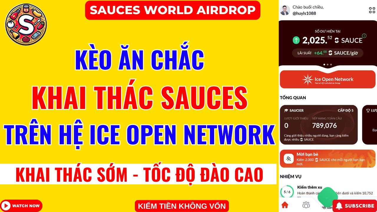 Sauces World | Hướng Dẫn Khai Thác SAUCES Hệ ICE Open Network - YouTube