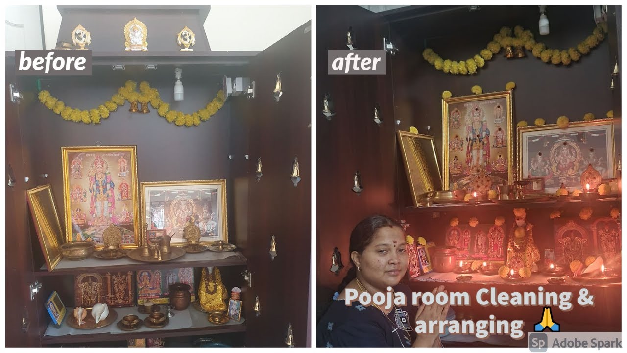 Pooja Room Cleaning & arranging | Organizing Pooja room cabinet |தமிழ் ...