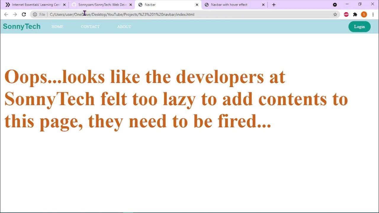 How to create a simple navbar with a login button and a nice hover ...