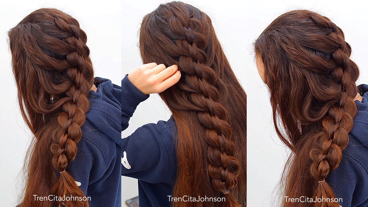 EASY HALF UP STYLE - SCISSOR BRAID 2 - YouTube