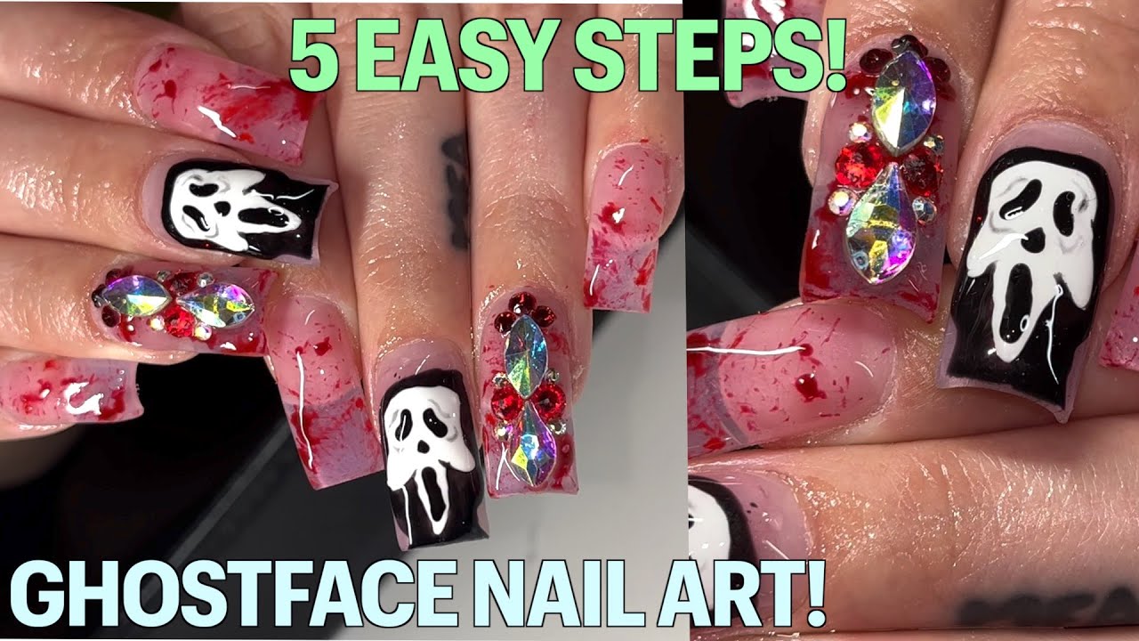 SCREAM NAIL ART TUTORIAL!| BEGINNER NAIL TECH FRIENDLY! EASY HALLOWEEN ...