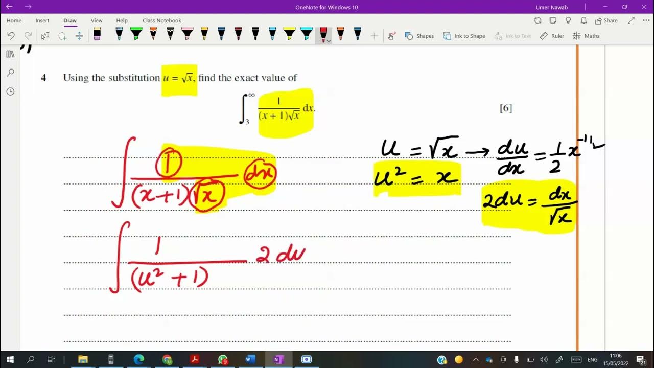 Improper Integral And Integration with Substitution A levels Mathematics 9709 - YouTube