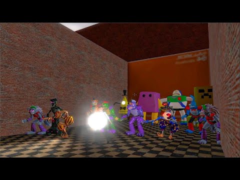 FNAF ANIMATRONICS and 3D MEME CHARACTERS AGAINST SQUEEZING WALLS in the ...