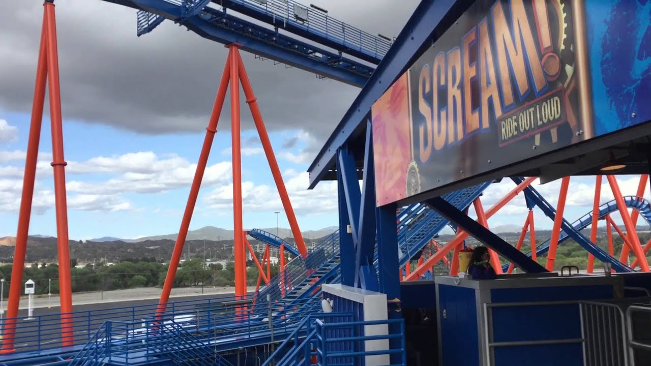 Scream Ride Six Flags Magic Mountain double loop - YouTube