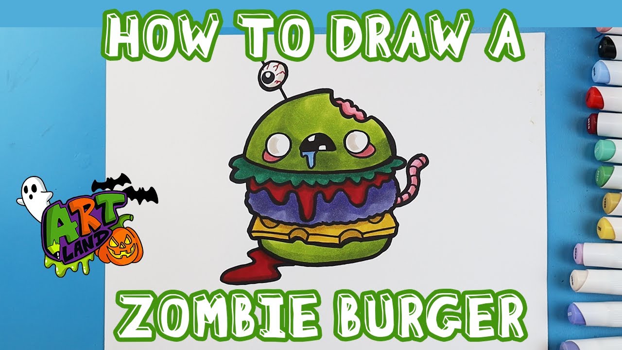 How to Draw a ZOMBIE BURGER - YouTube