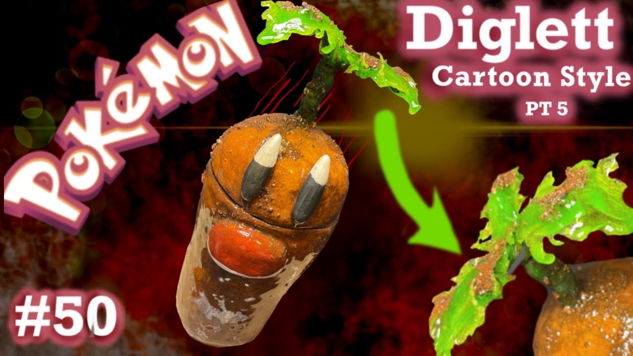 Clay Pokémon Diglett Art Diorama, Cartoon Version | Part 5 - Painting ...