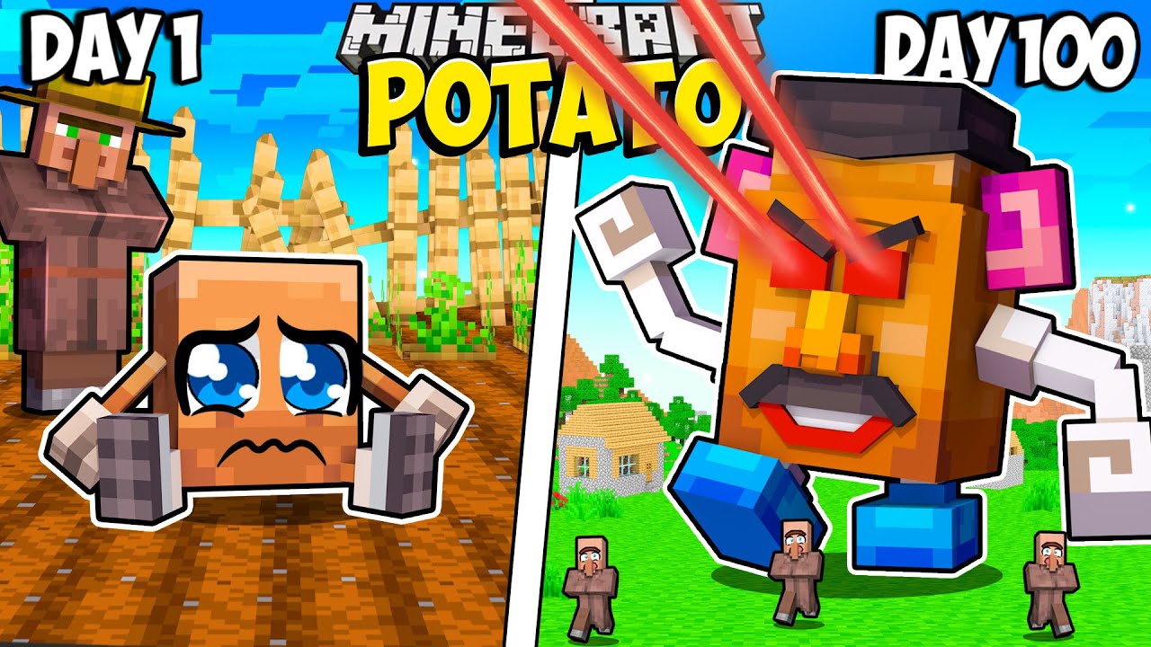 I Survived 100 Days as a POTATO in Minecraft - YouTube
