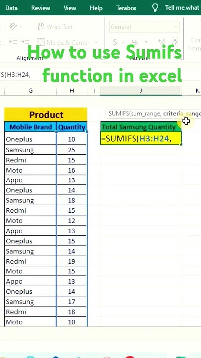 how to use sumifs function in excel I sumifs formula in excel I #shorts #shortsviral - YouTube