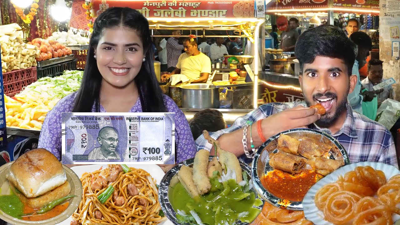 Rs 100 Street Food Challenge | Noida Food Challenge - YouTube
