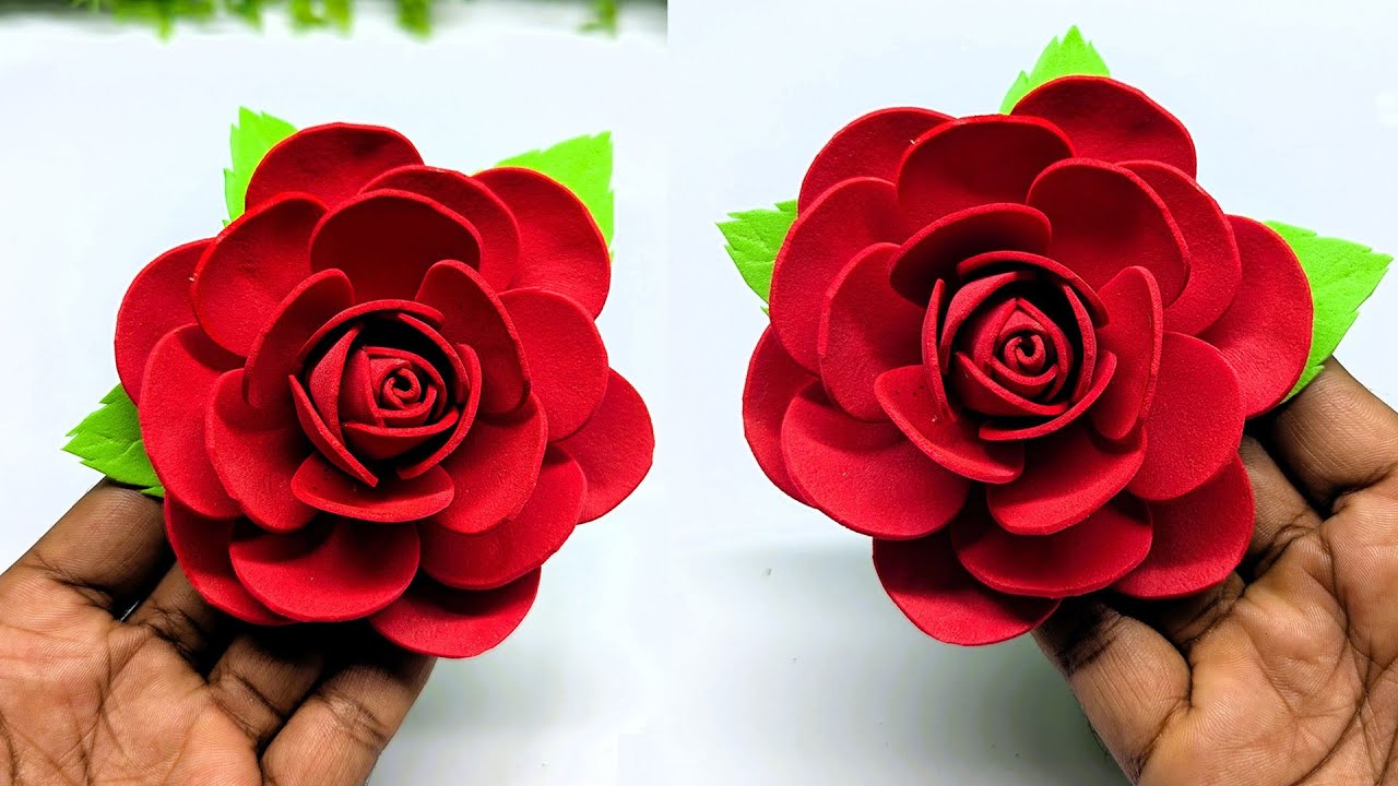 How to Make a Realistic Foam Sheet Rose | Easy DIY Flower Craft ...