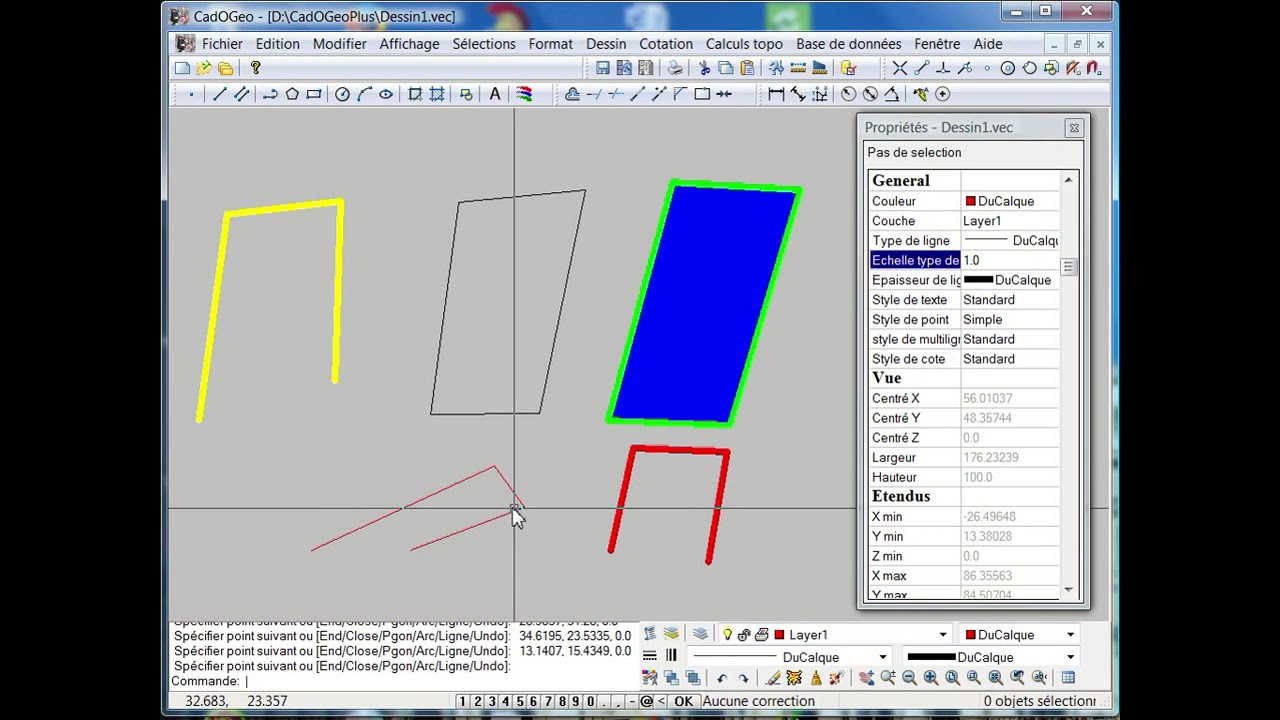 CadOGéo compatible Autocad Gestion propriétés d'une polyligne - YouTube