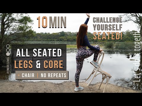 10min ALL SEATED Legs & Core CHAIR Workout with No Repeats & No Equipment | Apartment Friendly