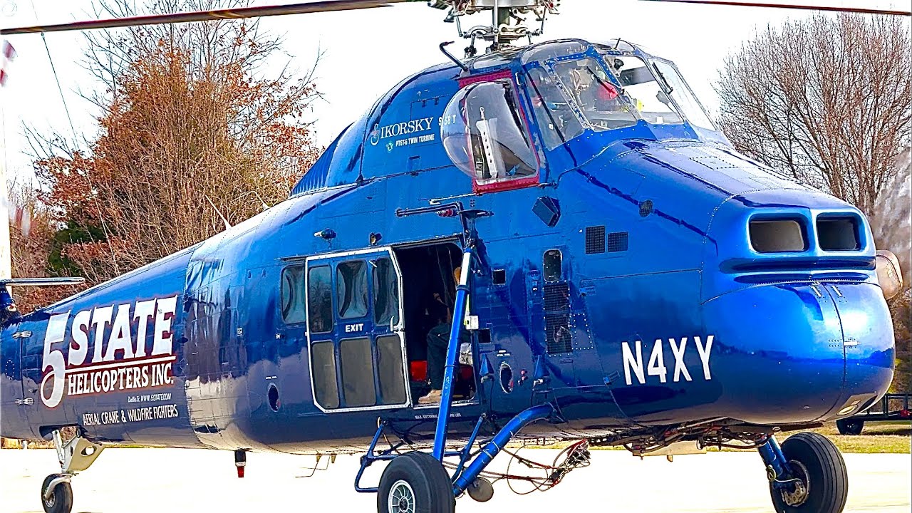 Sikorsky S58T- Engine Start and Takeoff - YouTube