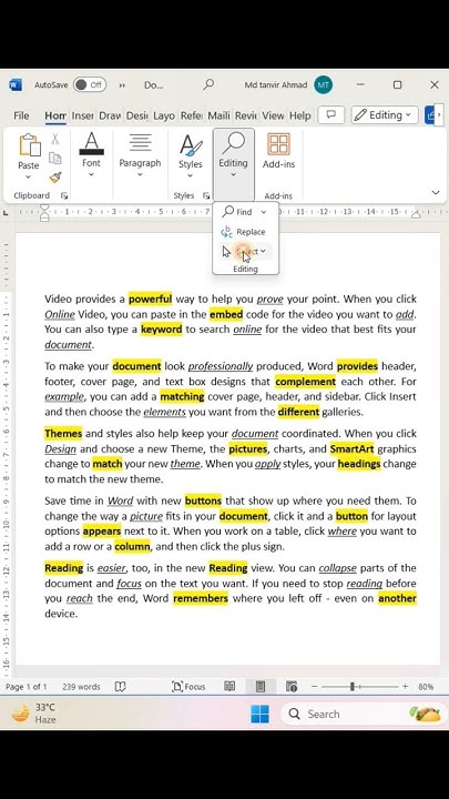 🔥Select Text with Similar Formatting in MS Word | #msword #select - YouTube