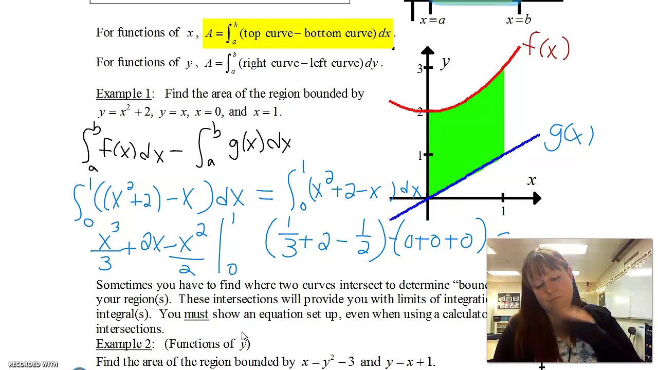 AP Calculus 6-4A Area Between 2 Curves - YouTube
