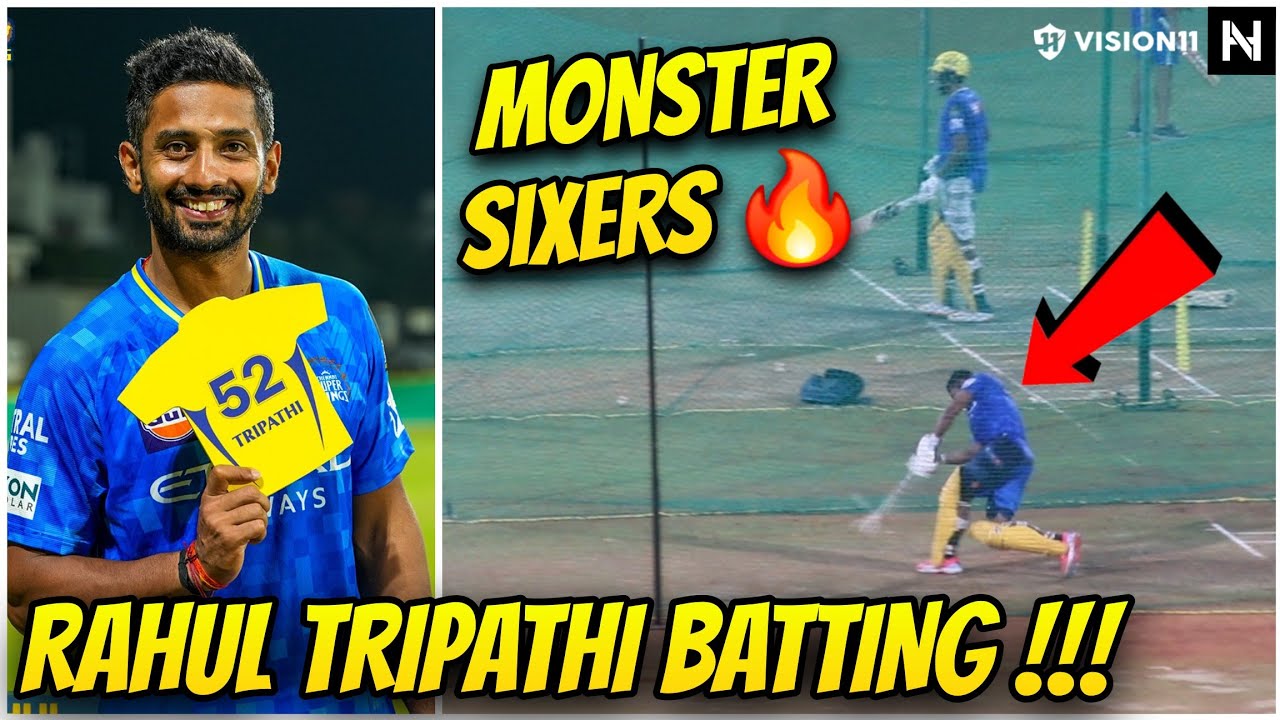 Rahul Tripathi Monster Batting 🔥 CSK Practice Session IPL 2025 - YouTube