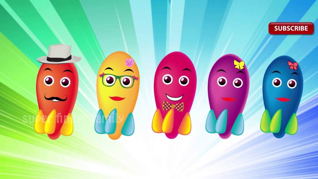 Five Little Fingers Finger Family Songs for Children | Color Vehicles ...