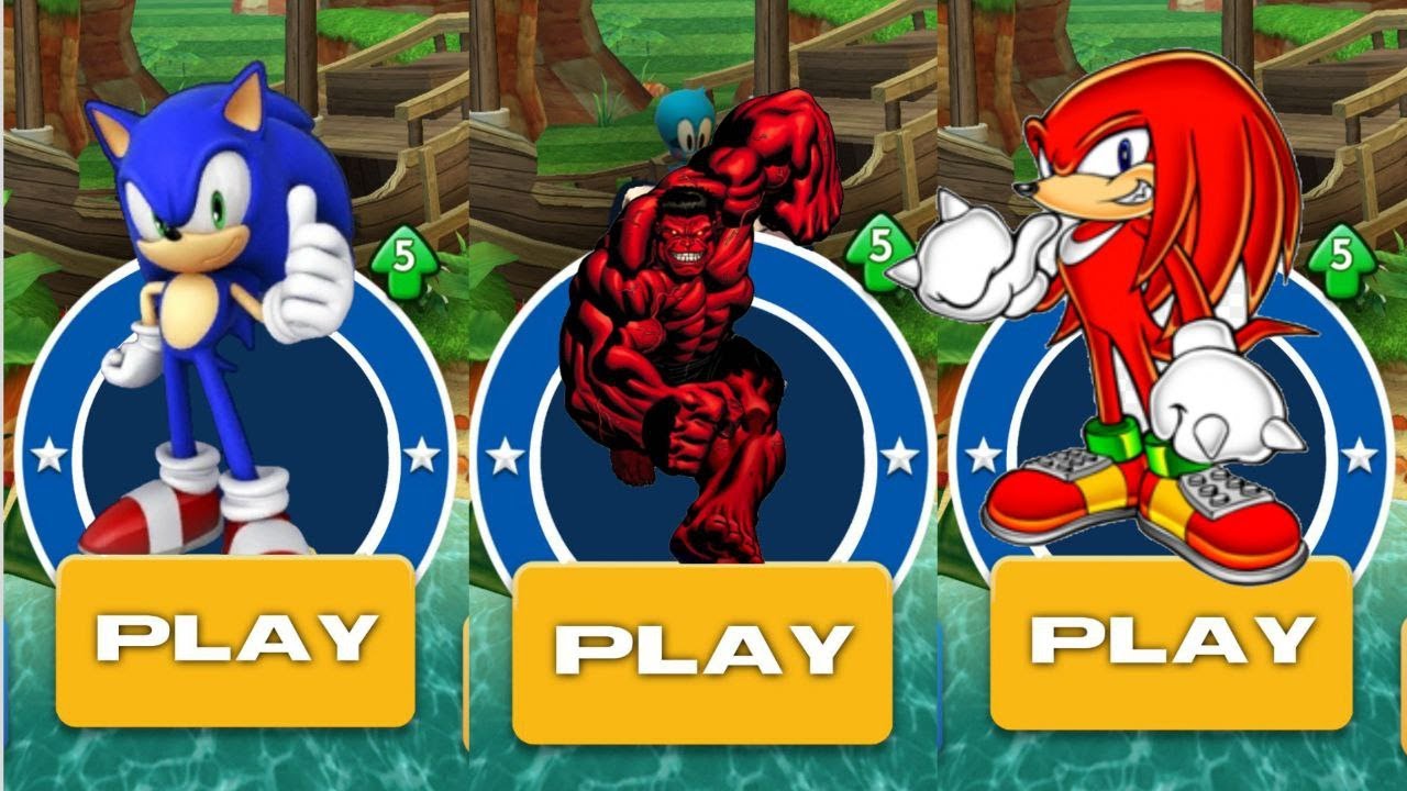 SONIC VS RED HULK VS KNUCLES. WHICH CHARACTER IS BETTER? - YouTube