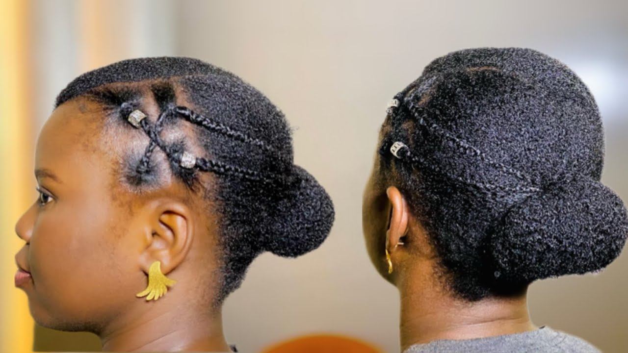 Sleek Natural Hairstyle With No Gel | Low bun tutorial on natural hair ...